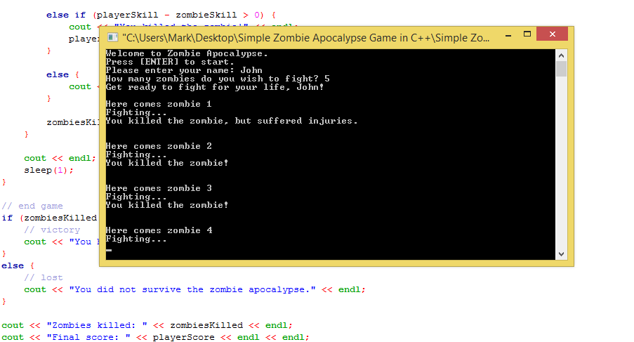 Simple Zombie Apocalypse Game in C++ Free Source Code | SourceCodester